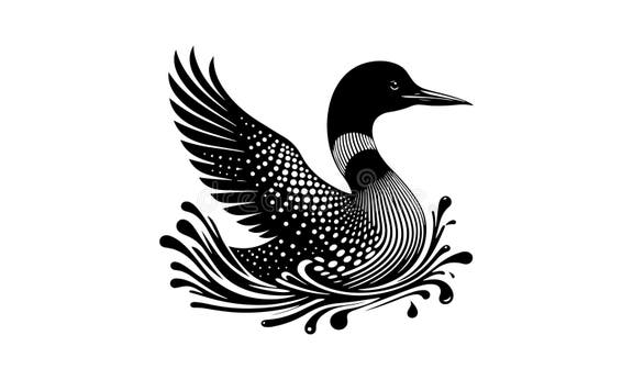 Elegant Black Silhouette Style Loon Logo Template Vector Illustration ...