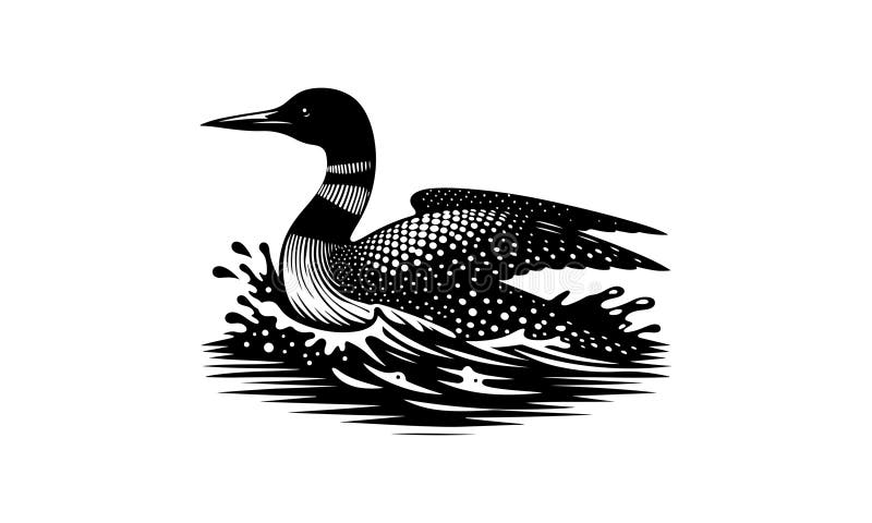 Loon Black Silhouette Style Vector Illustration Art Isolated on ...