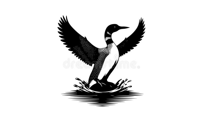 Elegant Black Silhouette Style Loon Logo Template Vector Illustration ...