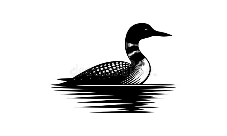 Elegant Black Silhouette Style Loon Logo Template Vector Illustration ...