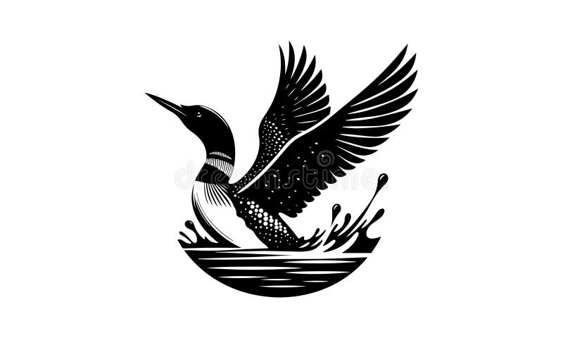 Loon Black Silhouette Style Vector Illustration Art Isolated on ...