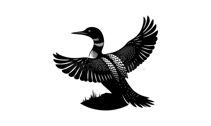 Elegant Black Silhouette Style Loon Logo Template Vector Illustration ...