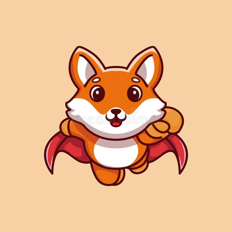 Vector Cute Super Hero Fox Flying Cartoon Stock Vector - Illustration ...