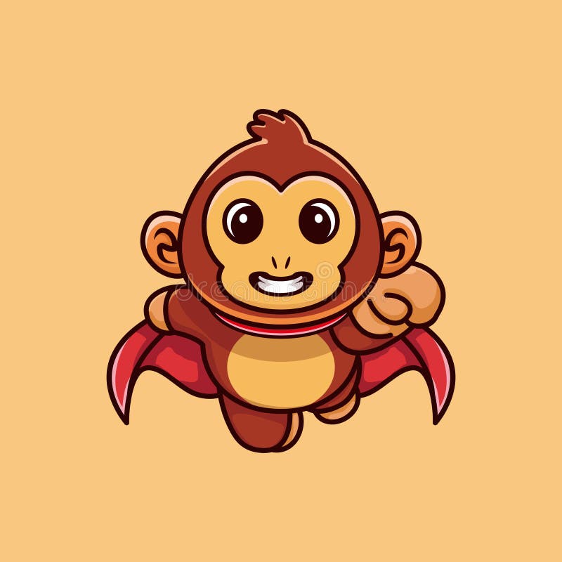 Vector Cute Super Hero Monkey Flying Cartoon Stock Vector ...