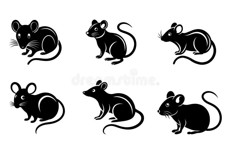 Mouse Silhouette Vector Illustration Icons. Stock Vector - Illustration ...