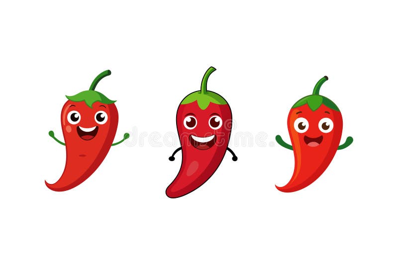 Cute Character Chili Pepper Icon, Vector Illustration EPS10 Stock ...