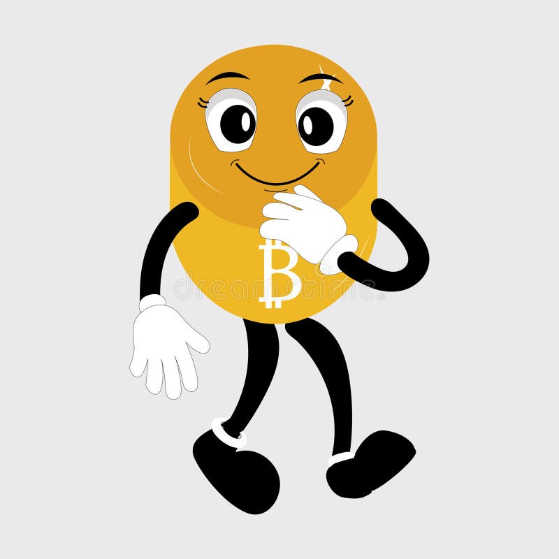 Bitcoin Crypto Currency Character Design Mascot, Gestures of Cute ...