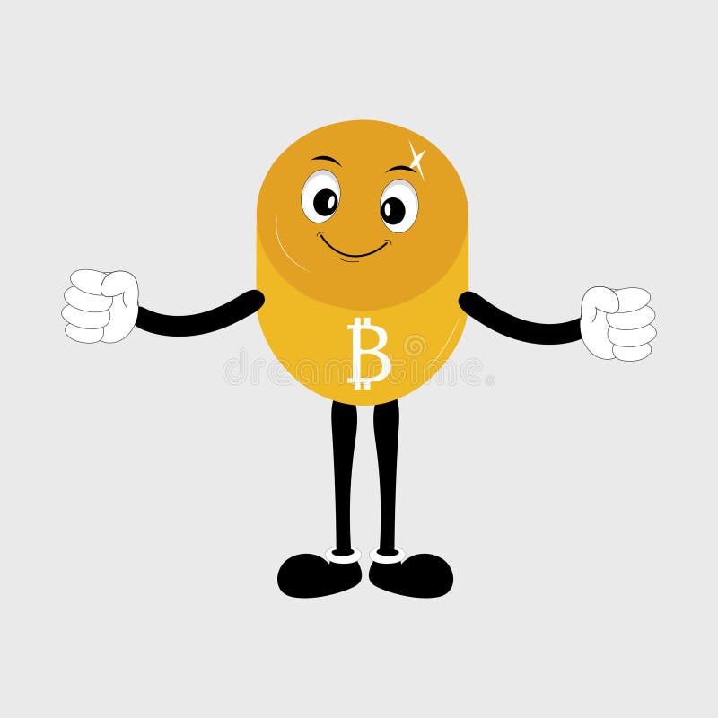 Bitcoin Crypto Currency Character Design Mascot, Gestures of Cute ...