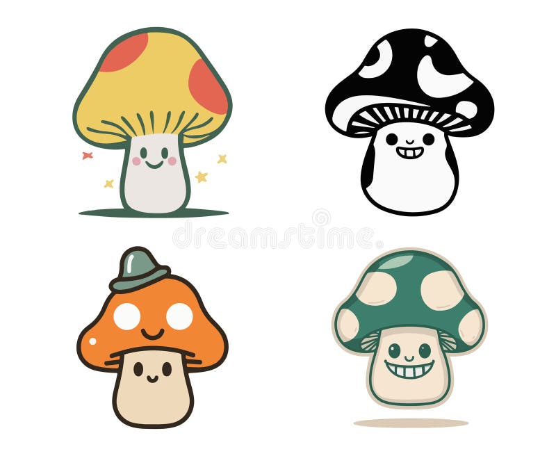 Enchanted Mushroom Silhouettes Vector Magic on White Stock Vector ...
