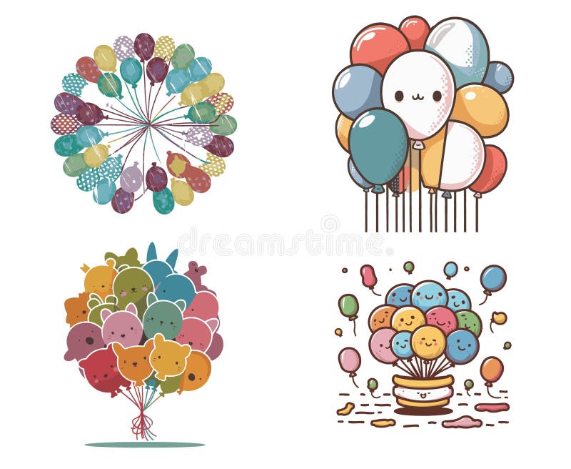 Whimsical Balloon Silhouettes Vector Dreams on White Stock Vector ...
