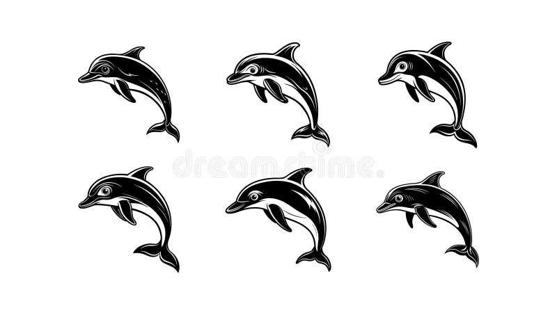 Dolphins Silhouette Set Vector Illustration Stock Vector - Illustration ...