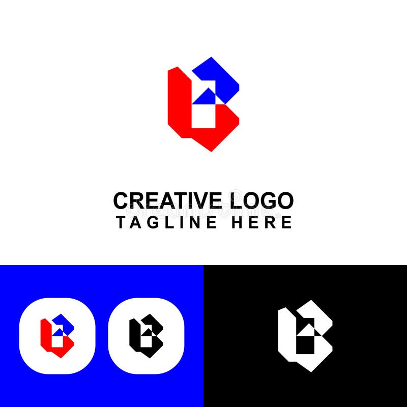 Modern B Logo Design with Blue and Red Colors Stock Vector ...