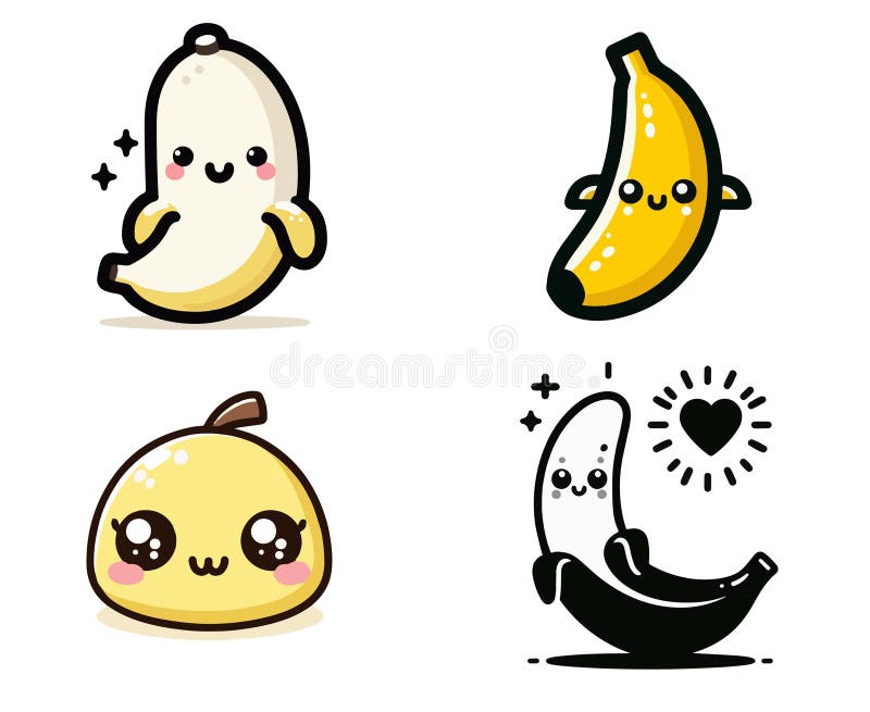 Tropical Essence: Banana Silhouette Vector on White Background Stock ...