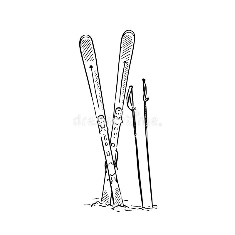 Skis and poles stock vector. Illustration of skiing - 322582778