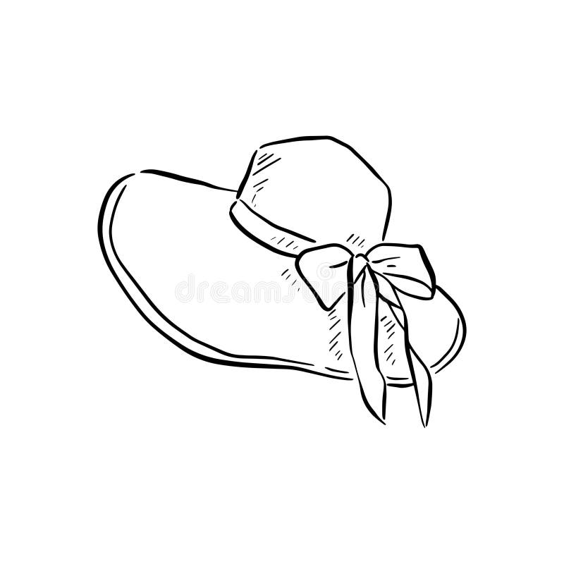 Floppy Hat Illustration with Bow Stock Illustration - Illustration of ...