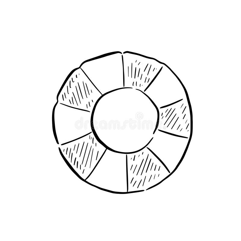 Rubber Ring Illustration in Black and White Stock Vector - Illustration ...