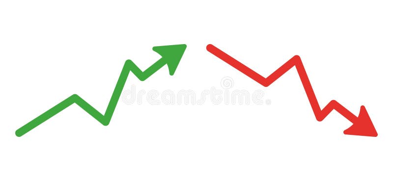 Graph Going Up and Down with Green and Red Arrows Vector. Blue Chart ...