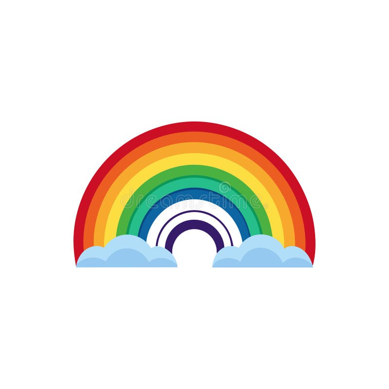 Colorful Rainbow and Clouds Illustration Stock Vector - Illustration of ...