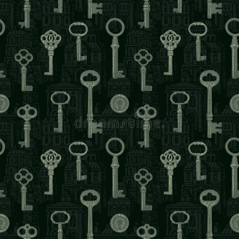Seamless Pattern with Old Wintage Silver Keys Stock Vector ...