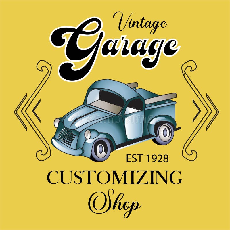 Vintage Garage and Shop Vector Sign Stock Vector - Illustration of ...