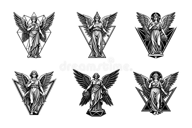 Classical-sculpture of an Angel with Geometric Vector Icon File Stock ...