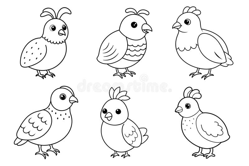 Adorable Cartoon Birds Coloring Page - Hand Drawn Funny Comic ...