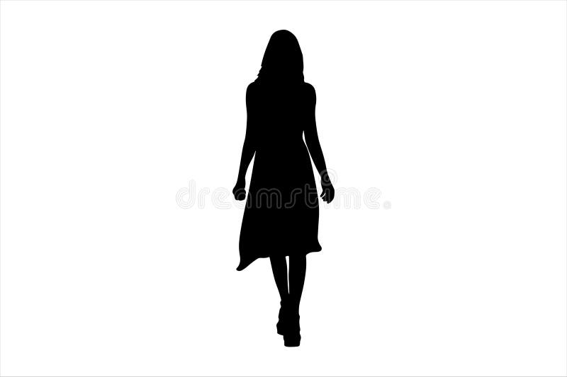 Woman in Walking Style Position Silhouette Illustration Vector Stock ...