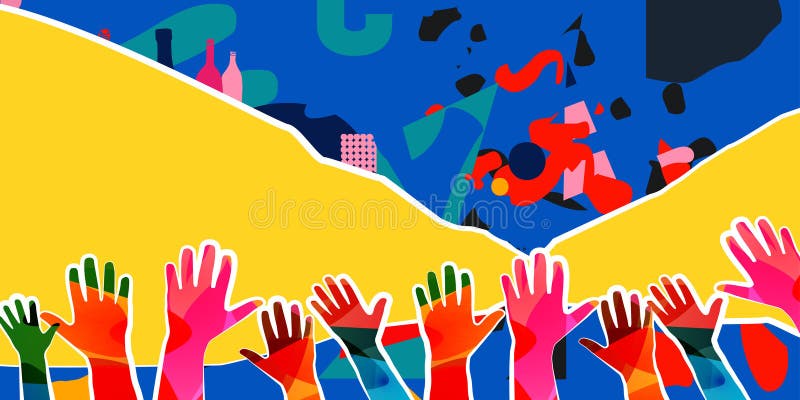 Raised Colorful Hands Vector. Charity and Help, Volunteerism, Community ...