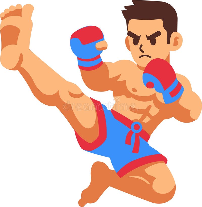 Young Boy Muay Thai Kick Boxing Stock Vector - Illustration of boxing ...