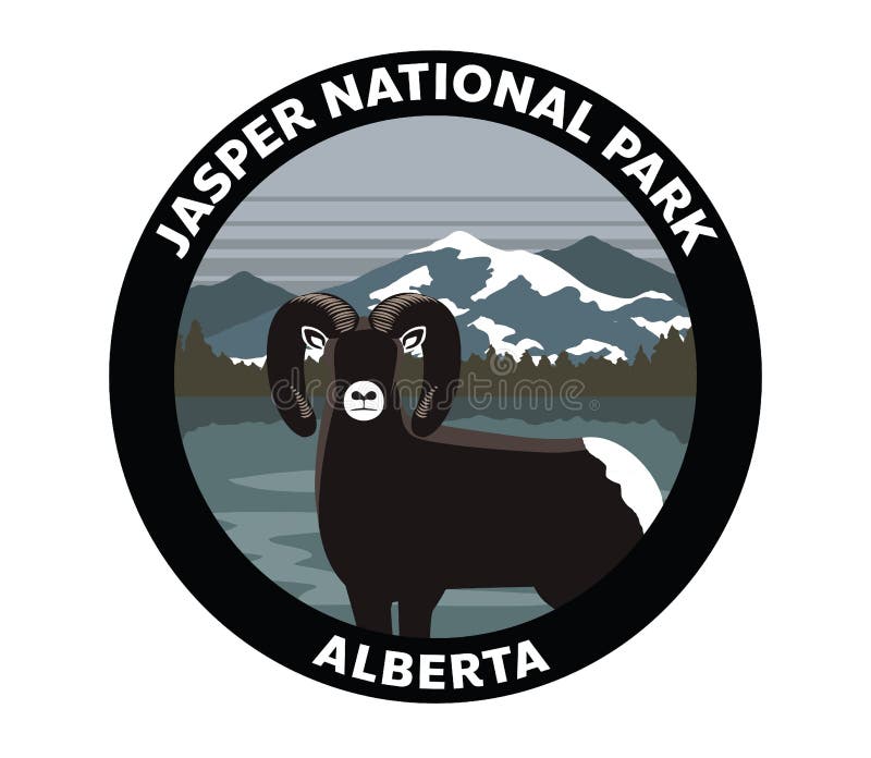 Jasper National Park Alberta Vector Logo Stock Vector - Illustration of ...