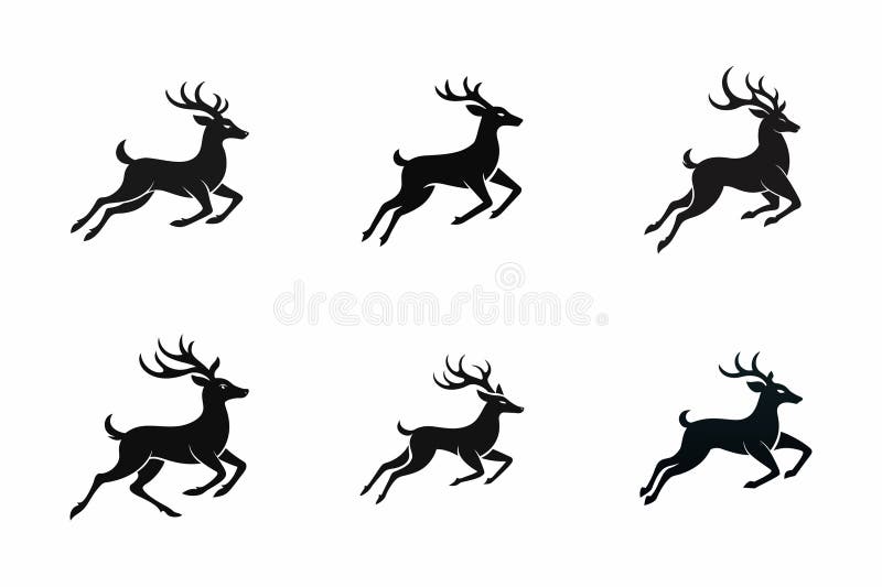 Running Deer Logo Icon Vector Silhouette Stock Vector - Illustration of ...
