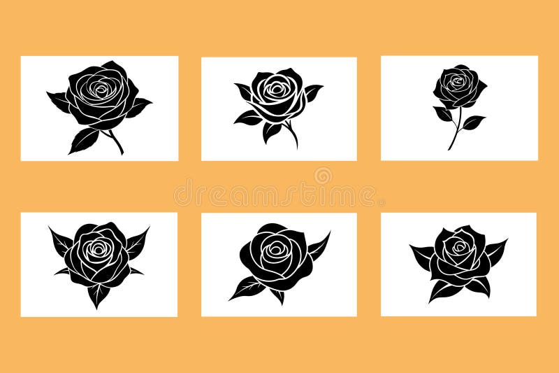 A Set of Six Roses Vector Illustrations Stock Vector - Illustration of ...