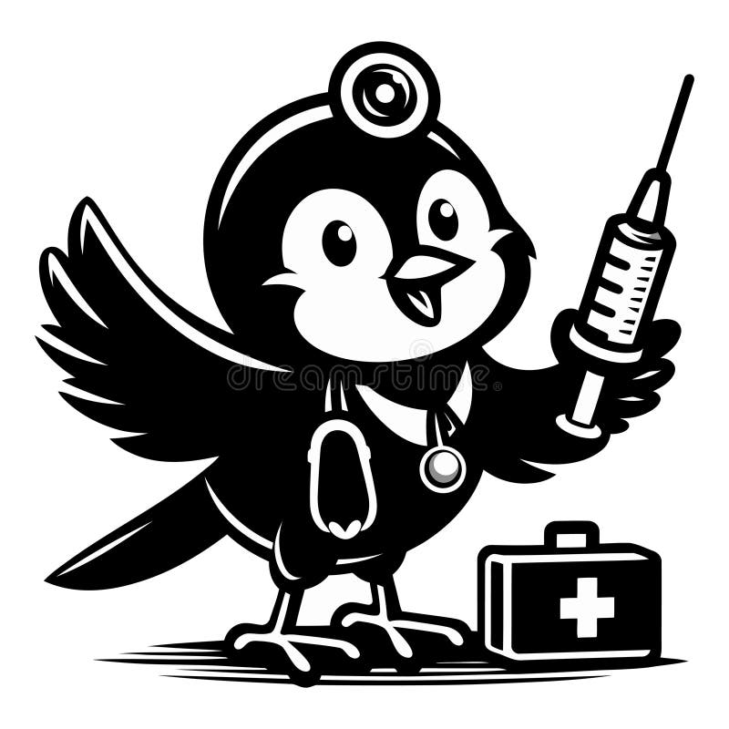 Doctor - Bird with Thermometer and Bag Stock Vector - Illustration of ...