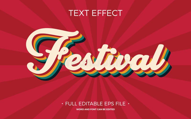 Vector Text Effect Retro Festival. Editable Text Stock Vector ...