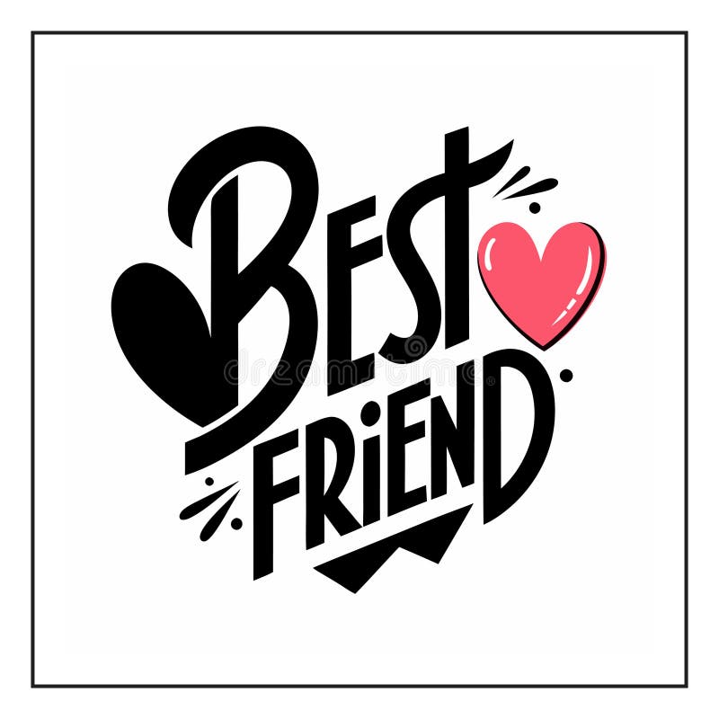 Best Friend Vector Art Illustration with Red Love Icon Stock Vector ...