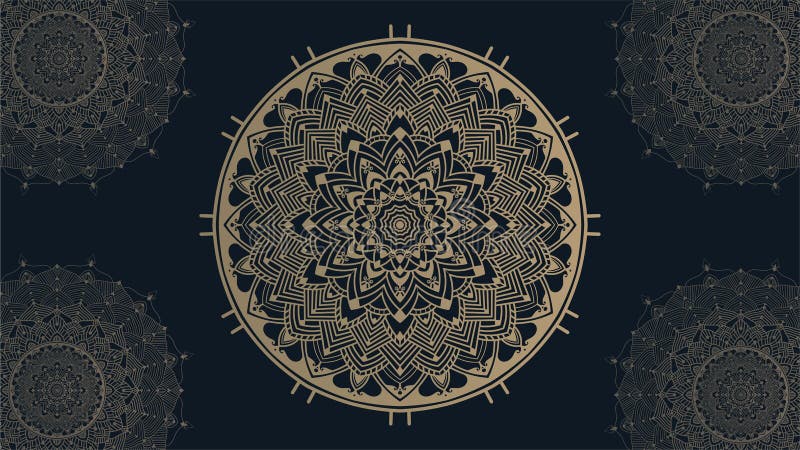 Round Mandala on Dreamy Gold Gradient Background. Translucent Mesh ...