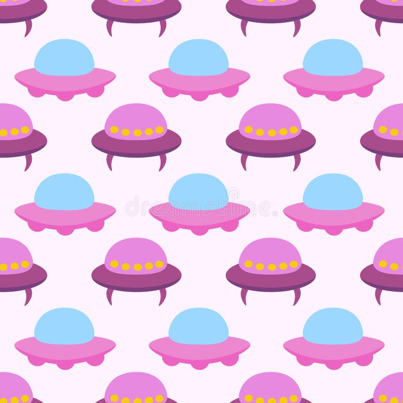 Alien Purple Spaceship, Spacecrafts and UFO Seamless Pattern. Cosmic ...