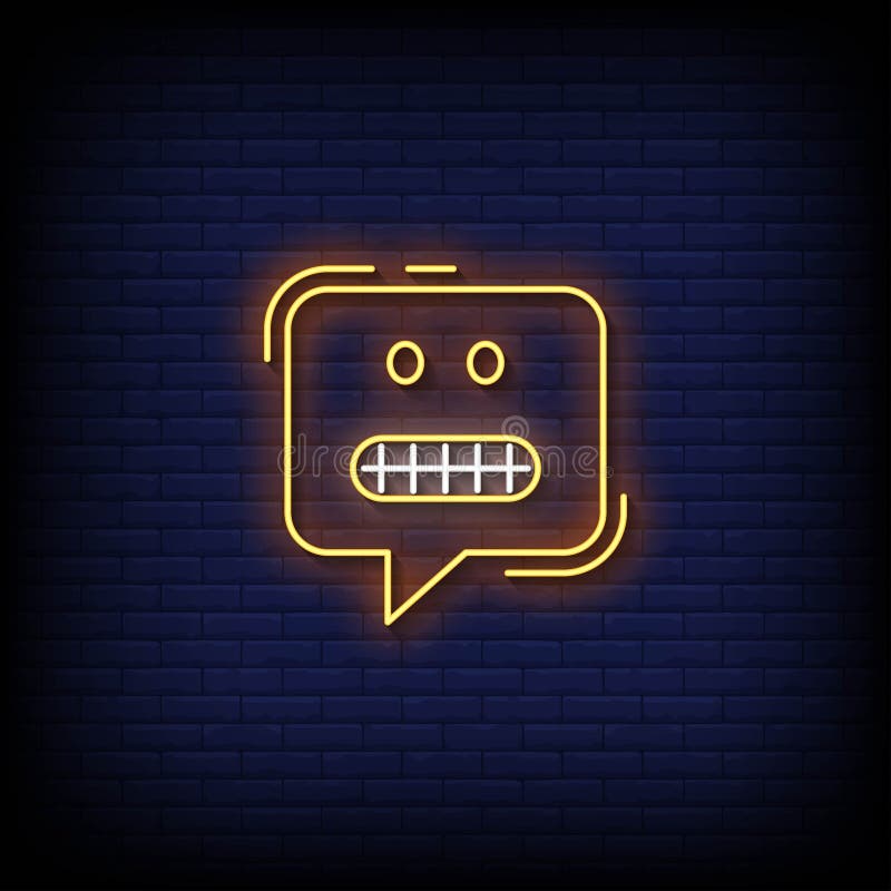 Grimacing Emoji Symbol Neon Sign Vector Stock Vector - Illustration of ...