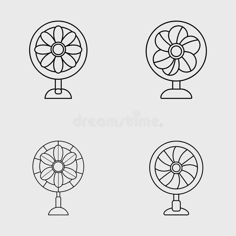 4 Electric Fan Vector Art Illustration Stock Vector - Illustration of ...