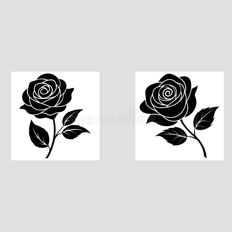 Two Set of Black Rose Vector Stock Vector - Illustration of design ...