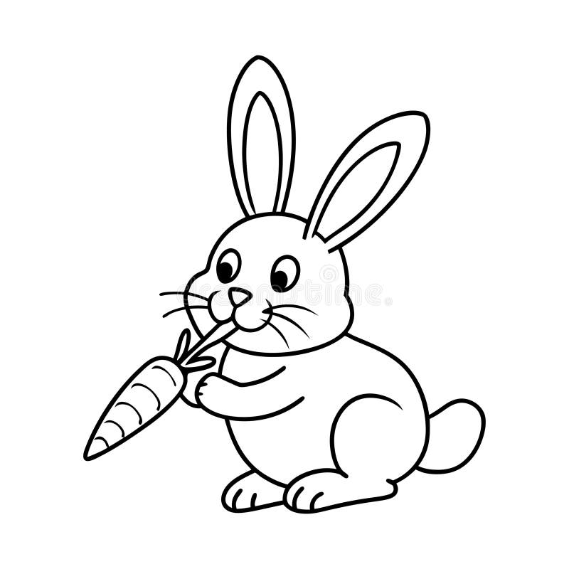 Rabbit Eating Carrot Coloring Page Collection. Stock Vector ...