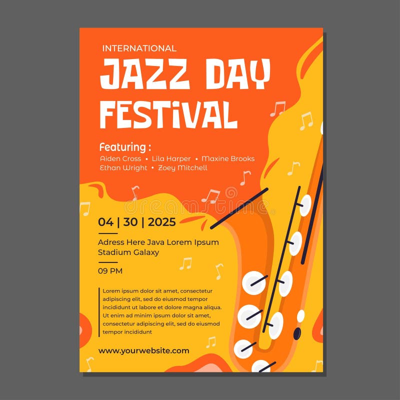 Jazz Poster Jazz Festival Poster with Trumpet Microphone Flat ...