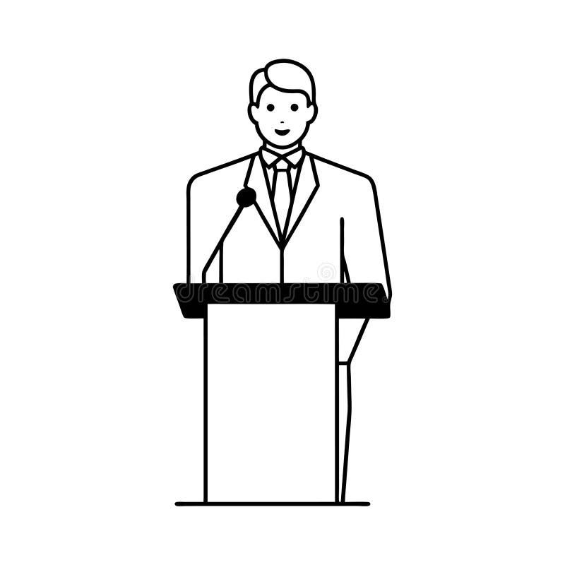 Young Presidential Candidate Campaign One Line Art Vector Illustration ...