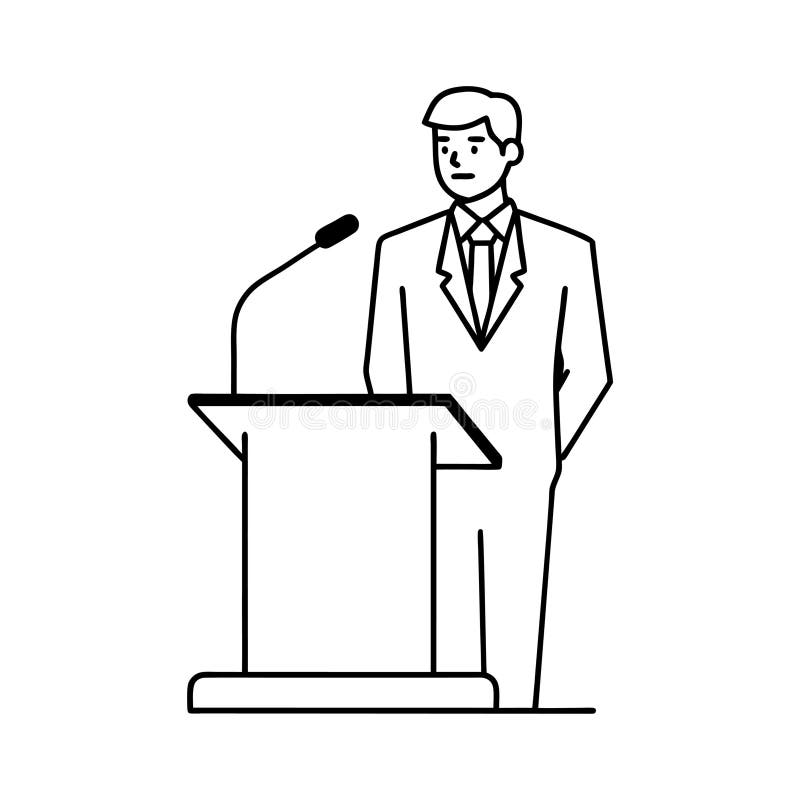 Young Presidential Candidate Campaign One Line Art Vector Illustration ...