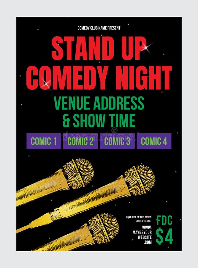 Modern Poster Card of Stand Up Comedy Show. Stock Vector - Illustration ...