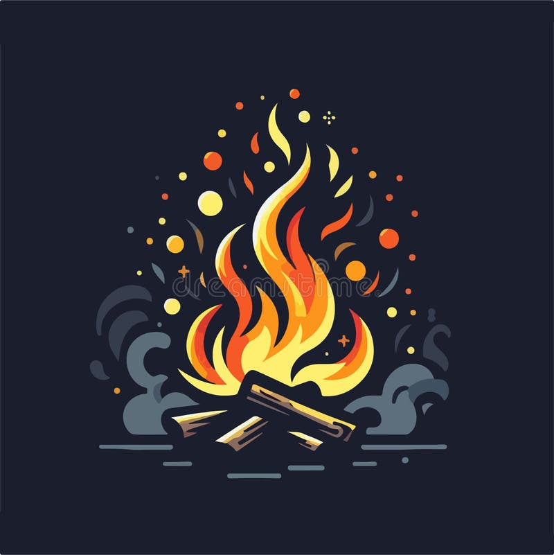 Colorful Campfire Vector Art - Stylized Illustration of Flames and Logs ...