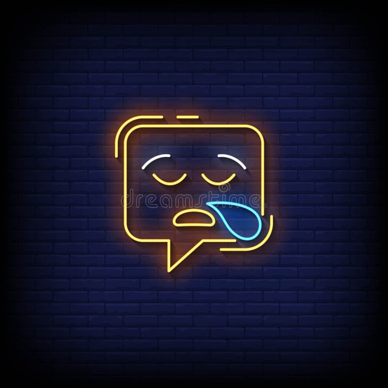 Sleepy Emoji Symbol Neon Sign Vector Stock Vector - Illustration of ...