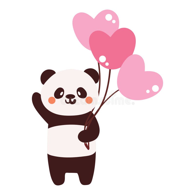 Cute Hand Drawing Cartoon Panda Holding Balloons Stock Vector ...