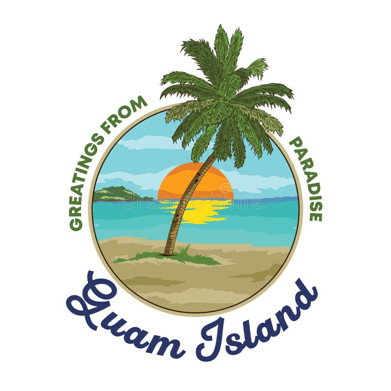 Guam Island Beach Sunset Vector Illustration for T Shirt Design Stock ...