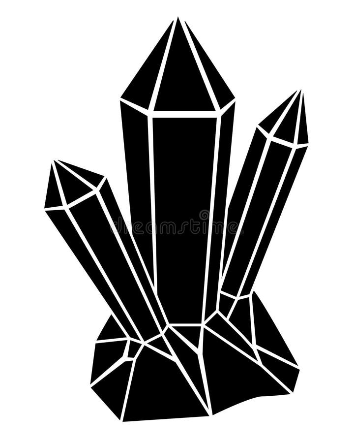Crystals, Druses with Minerals - Vector Silhouette Picture for Logo or ...